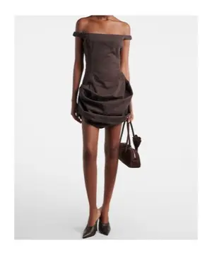 Magda Butrym Gathered Off-shoulder Denim Minidress