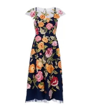 Carolina Herrera Floral Sequined Tulle Midi Dress - Multicolor
