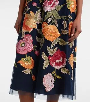 Carolina Herrera Floral Sequin Embellished Midi Dress - Multicolor