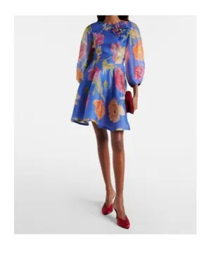 Carolina Herrera Floral Silk Organza Minidress