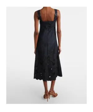 Veronica Beard Rosaura Floral Embroidered Denim Midi Dress - Black