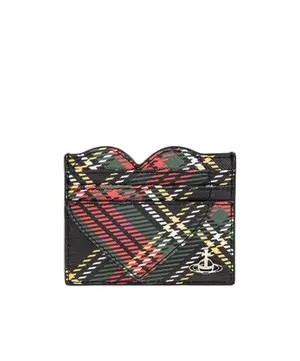 VIVIENNE WESTWOOD Heart-shaped Plaid Cardholder - Black