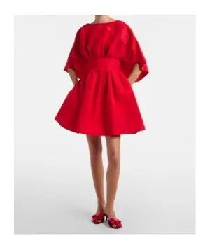 Carolina Herrera Fan Gathered Silk Minidress