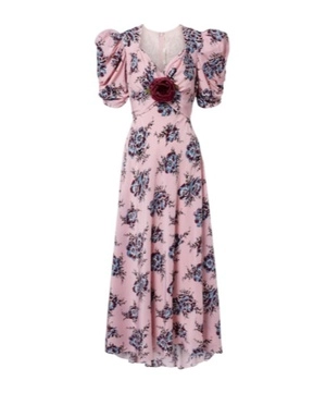 RODARTE Floral Applique Silk Gown - Pink