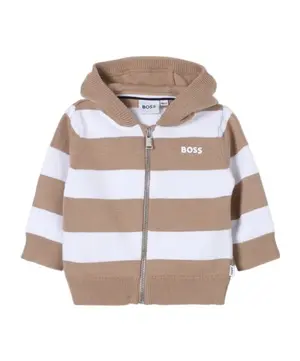 Hugo Boss Striped Knit Hoodie - Beige