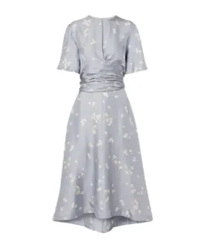 Altuzarra Kirsty Floral Draped Silk Midi Dress - Gray
