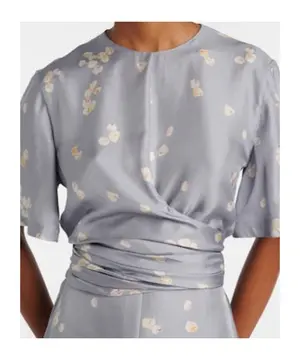 Altuzarra Kirsty Floral Draped Silk Midi Dress - Gray