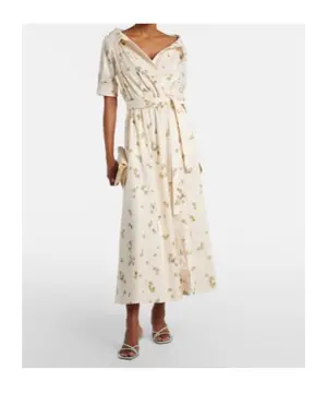 Altuzarra Lydia Floral Cotton-blend Wrap Dress - White