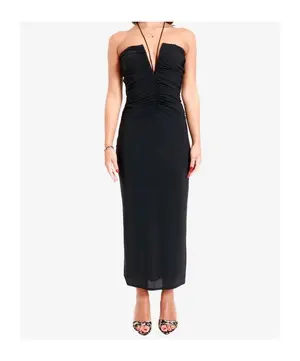 AMAZUIN Pleated Strapless Dress