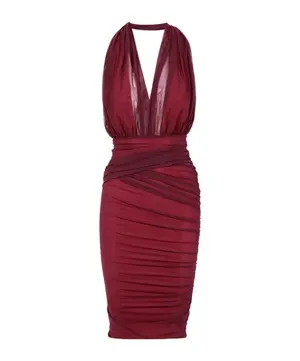 AMAZUIN Transparent Pleated Midi Dress
