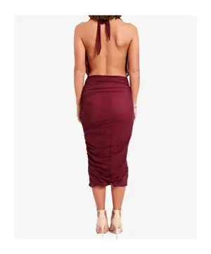 AMAZUIN Transparent Pleated Midi Dress