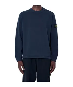 Stone Island Crewneck Sweatshirt With Sleeve Logo Patch - Black