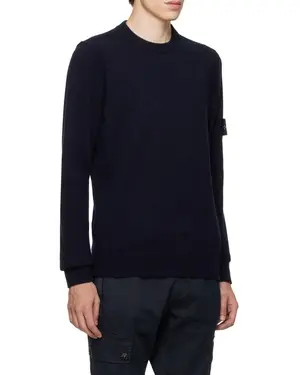 Stone Island Logo Patch Crewneck Knitted Jumper