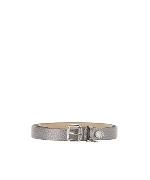 GIANNI CHIARINI Leather Belt With Charm - Dark Silver