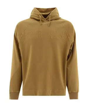 Stone Island Logo-print Cotton Hoodie - Brown