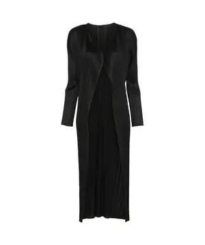 PLEATS PLEASE BY ISSEY MIYAKE Plissé-effect Draped Lapels Coat - Black