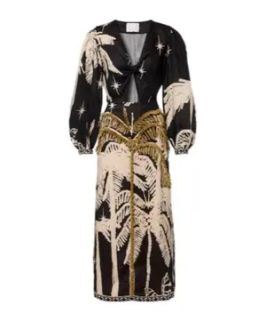 Johanna Ortiz Linen Maxi Dress - Black