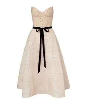 Monique Lhuillier Embellished Cocktail Dress - Nude
