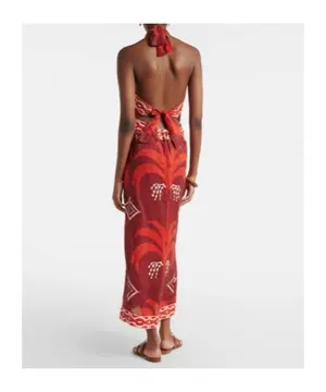 Johanna Ortiz Printed Linen Halterneck Midi Dress
