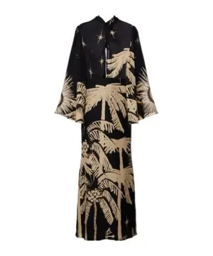 Johanna Ortiz Printed Silk Maxi Dress - Black