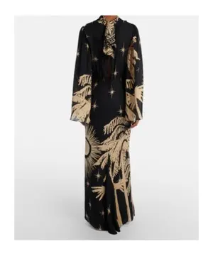 Johanna Ortiz Printed Silk Maxi Dress