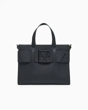 Armani Exchange Large Tote Bag With Logo Detail - Black