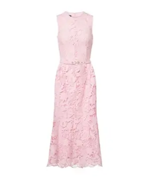 Monique Lhuillier Floral Lace Midi Dress - Pink