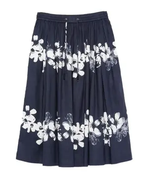 Iceberg Floral Print Midi Skirt - Blue