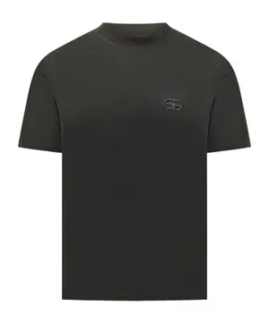 Emporio Armani Logo Embroidered Crewneck T-shirt - Black