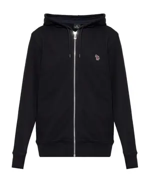 Paul Smith Zebra Patch Zipped Drawstring Hoodie - Black