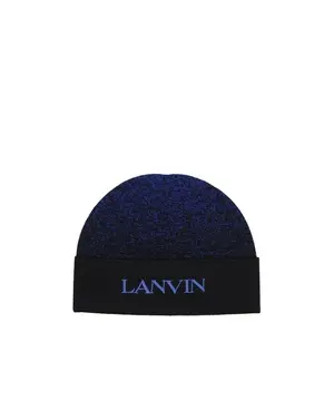 LANVIN Embroidery Knitted Hat - Black