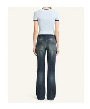 COURREGES Logo Embroidered Contrast Trim T-shirt