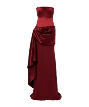 Alex Perry Draped Silk Corset Gown - Red