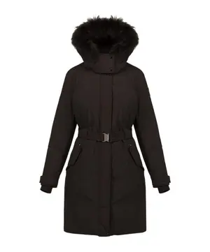 Woolrich Belted Waist Hooded Padded Coat - Black