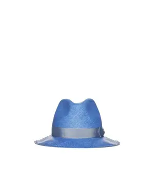 Borsalino Straw Ribbon Band Hat - Blue