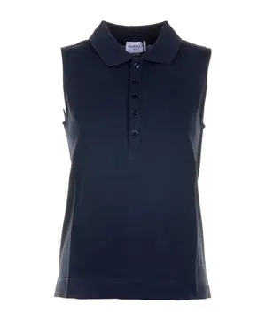 Marella Sleeveless Collared Polo Vest - Black