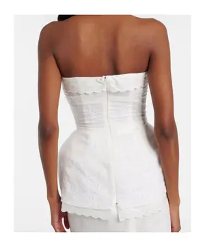 Magda Butrym Scalloped Cotton-blend Bandeau Top With Embroidery