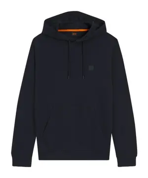 Hugo Boss Logo Patch Drawstring Hoodie - Dark Blue