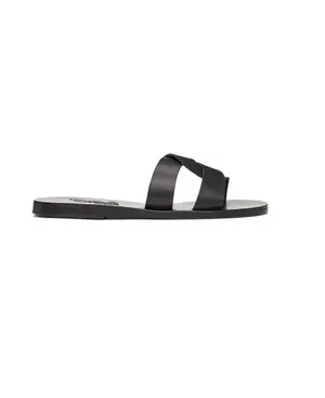 ANCIENT GREEK SANDALS Desmos Crossover Leather Sandals - Black