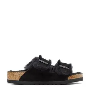BIRKENSTOCK Arizona Shearling Buckled Sandals - Black