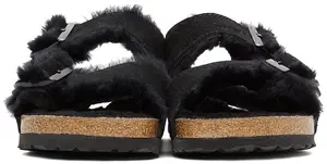 BIRKENSTOCK Arizona Shearling Buckled Sandals - Black