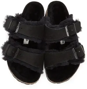 BIRKENSTOCK Arizona Shearling Buckled Sandals - Black