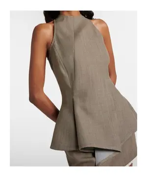 Magda Butrym Asymmetric Peplum Wool Top