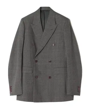 LANVIN Prince Of Wales Wool Double-breasted Blazer - Dark Grey