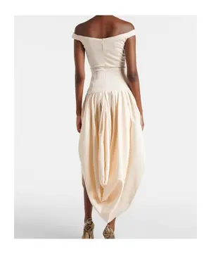 Magda Butrym Off-shoulder Cotton And Silk Maxi Dress - White