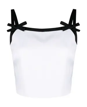 MSGM Bow Detailed Cropped Top - White