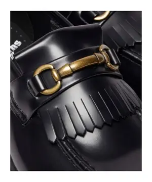 Dr. Martens Leather Tassel Loafers With Gold Horsebit Detailing