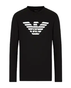 Emporio Armani Logo Printed Crewneck T-shirt - Black