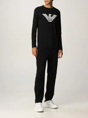 Emporio Armani Logo Printed Crewneck T-shirt - Black