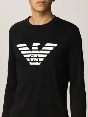 Emporio Armani Logo Printed Crewneck T-shirt - Black